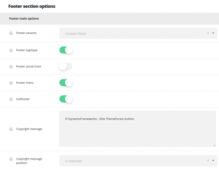 Footer Section Options – Ronneby support