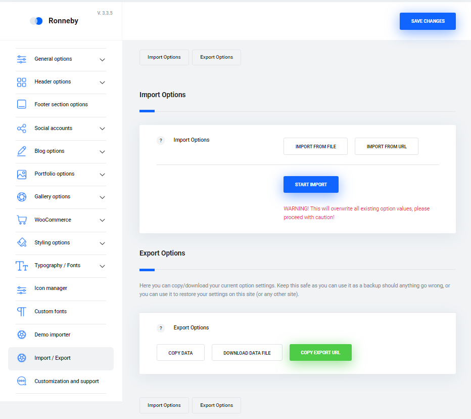 How To Export Import Theme Options Ronneby Support
